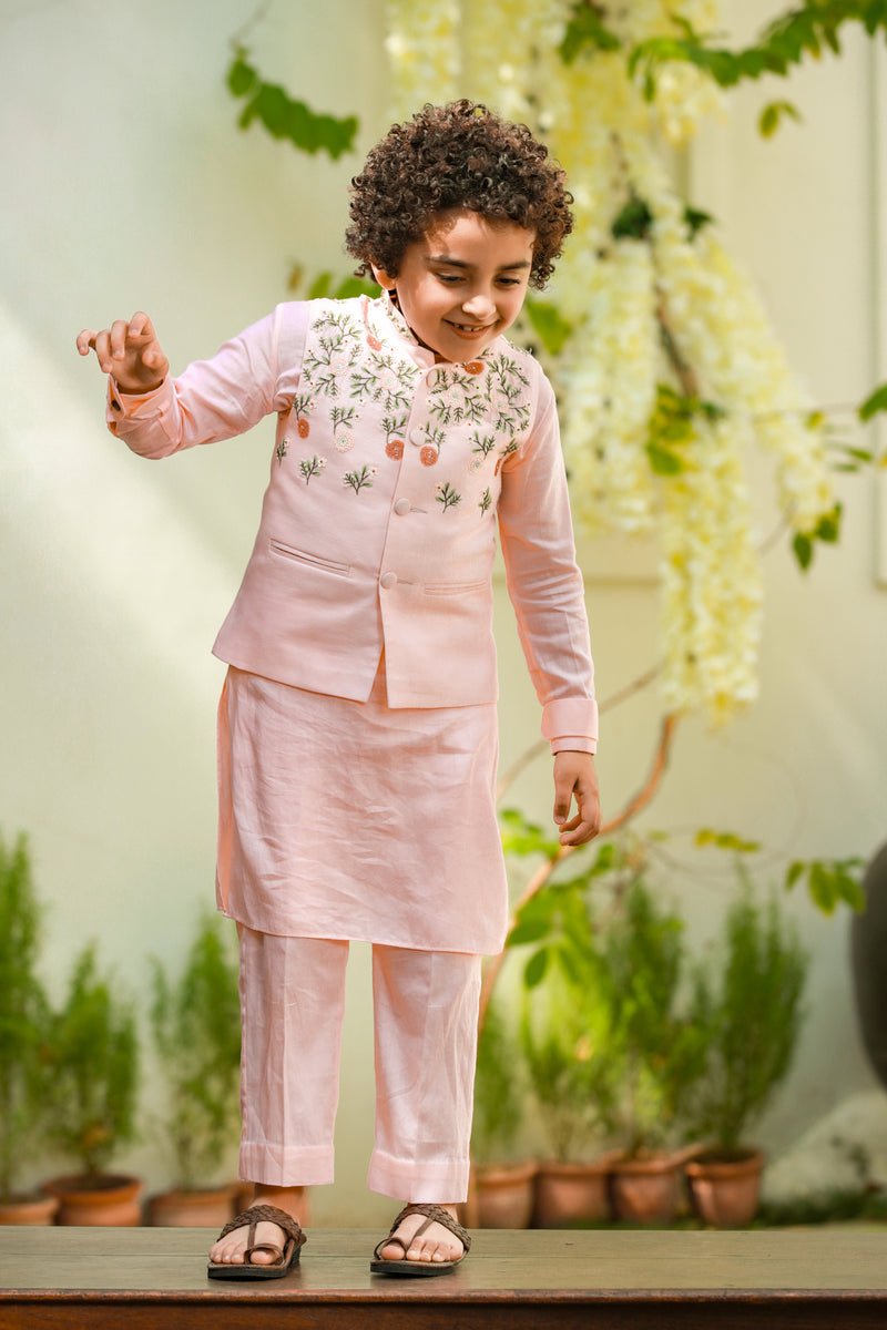 Fakhta - Peach Vegan Silk Jacket – Littleens